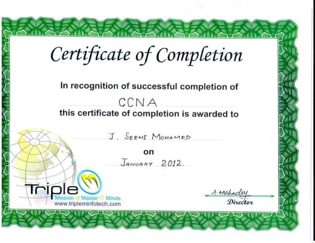 CCNA Certificate of Completion | PDF | Computer Networking | Computing