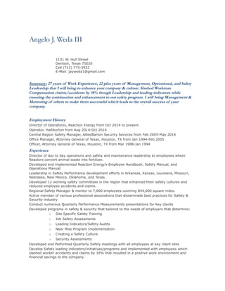 Angelo J Weda III resume 2 | DOC