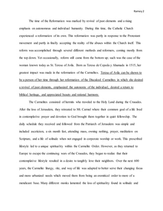 Teresa of Avila of the Discalced Carmelites- A Catholic Reformer | DOCX