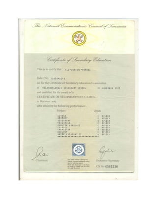 Form Four Certificates-1 | PDF