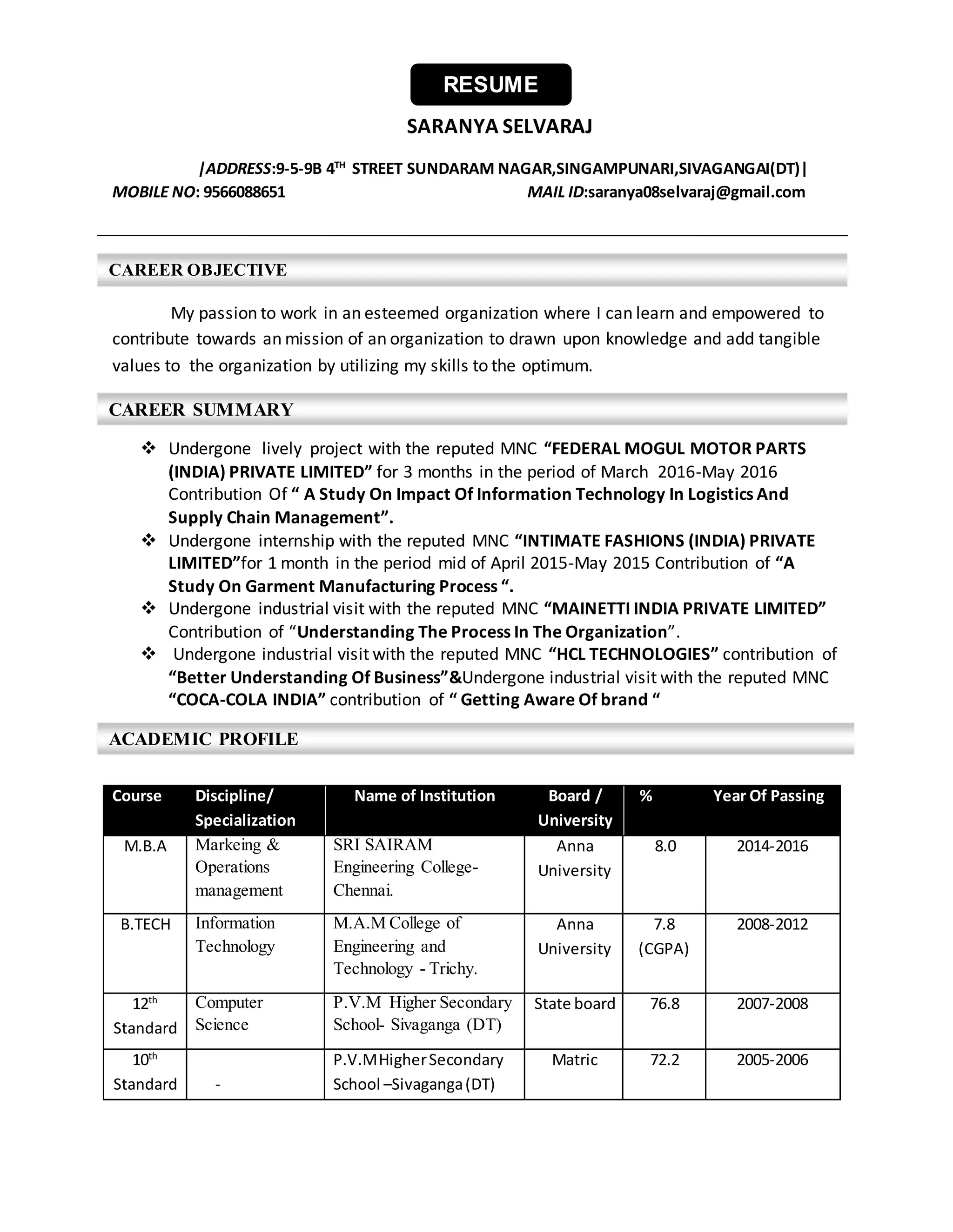 RESUME-SARANYA SELVARAJ | DOCX
