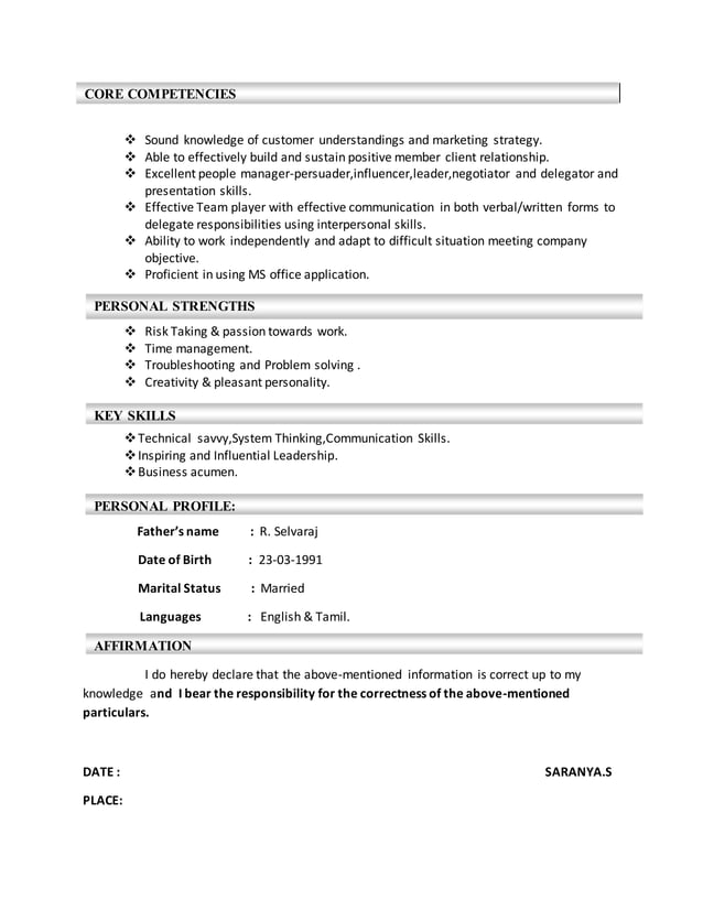 Resume Saranya Selvaraj Pdf 
