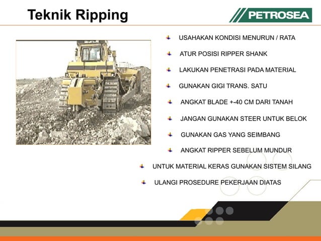Materi persentasi pengeoperasian dozer caterpilar 8R | PPT