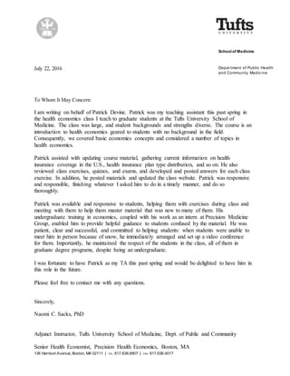 Patrick Devine Reference_Tufts | PDF