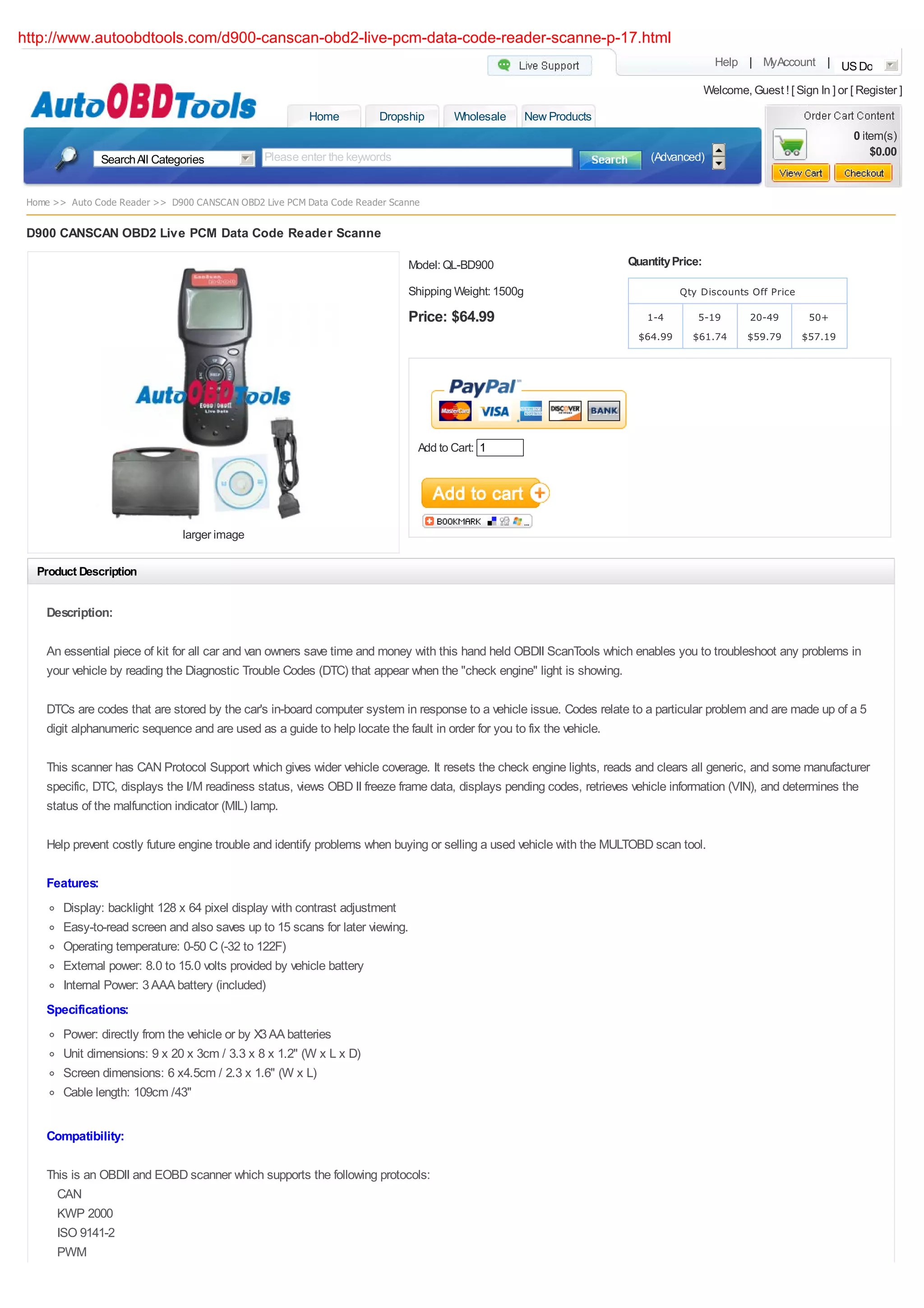 D900 canscan obd2 live pcm data code reader scanner | PDF