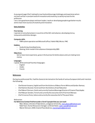 Joseph Youssef Resume | DOCX | Food Industry | Industries