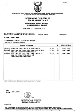 Laura Clarence N6 results | PDF