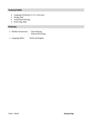 Rashpal singh Resume | DOCX | Computing | Technology & Computing