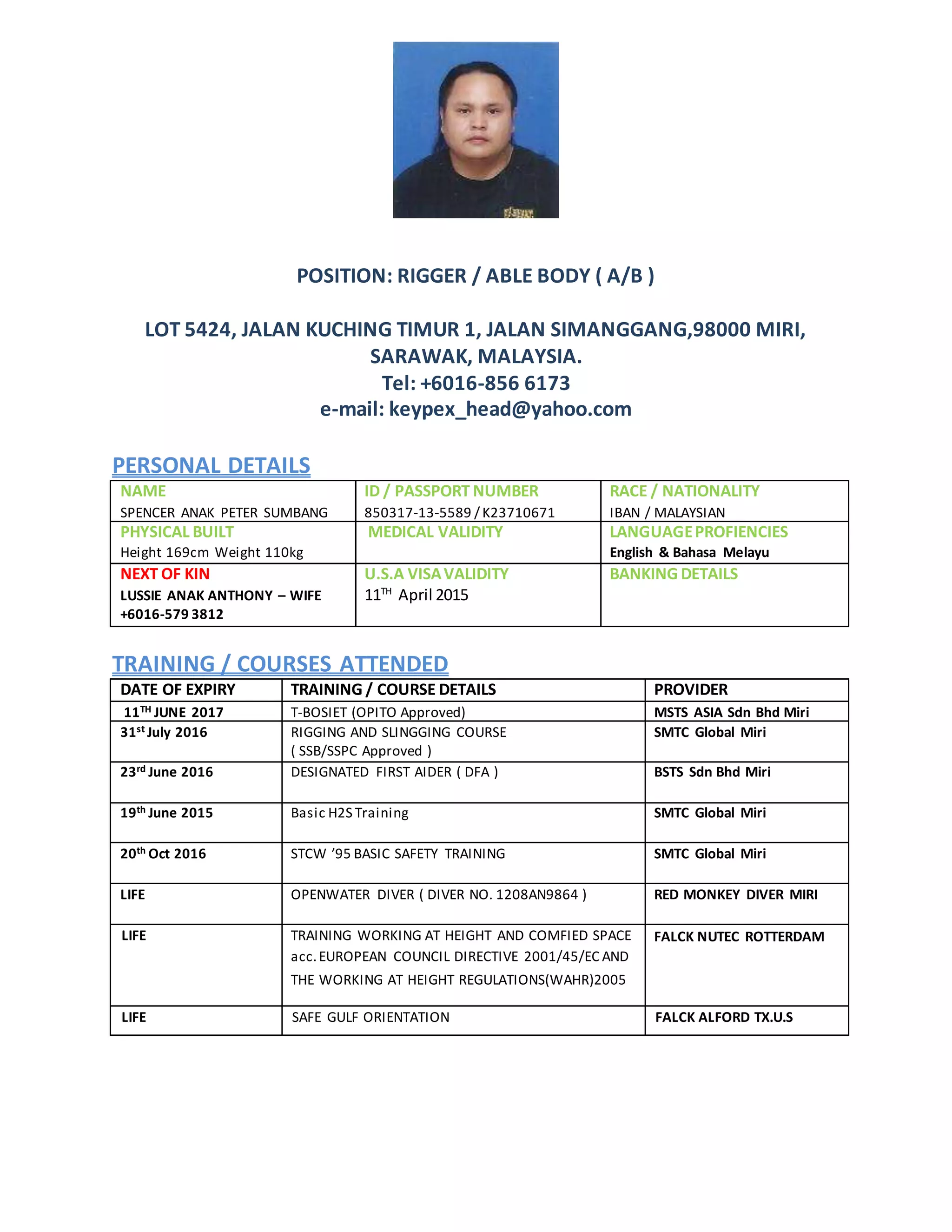 Offshore Rigger Resume | PDF