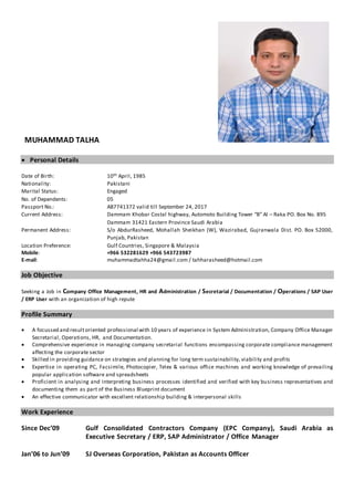 Muhammad Talha Resume | DOCX