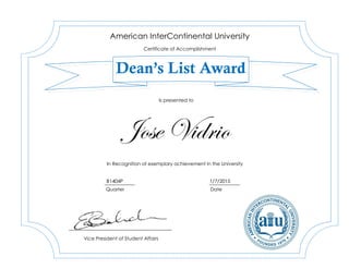 Dean's List Certificate | PDF