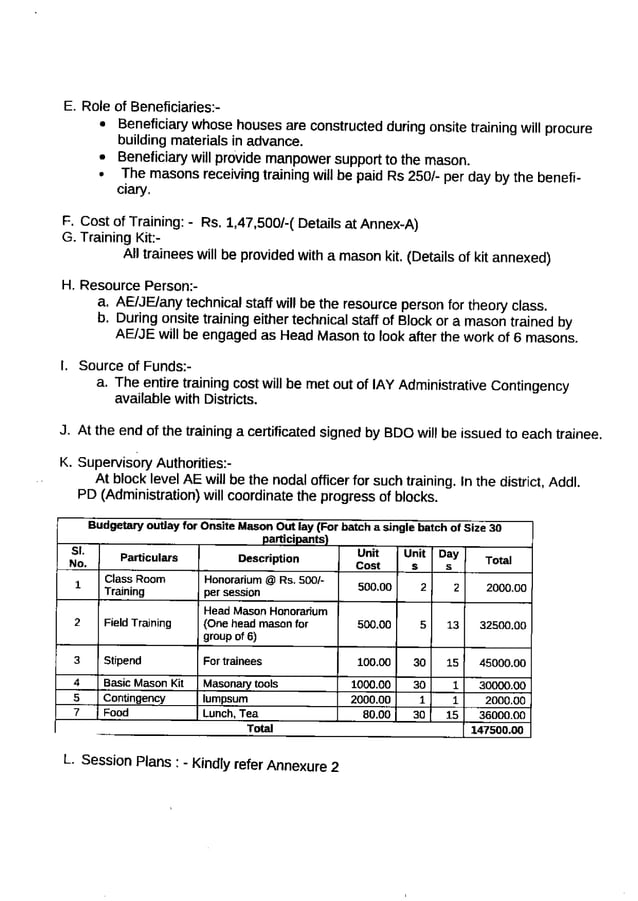 Mason Training Module under RH Odisha | PDF