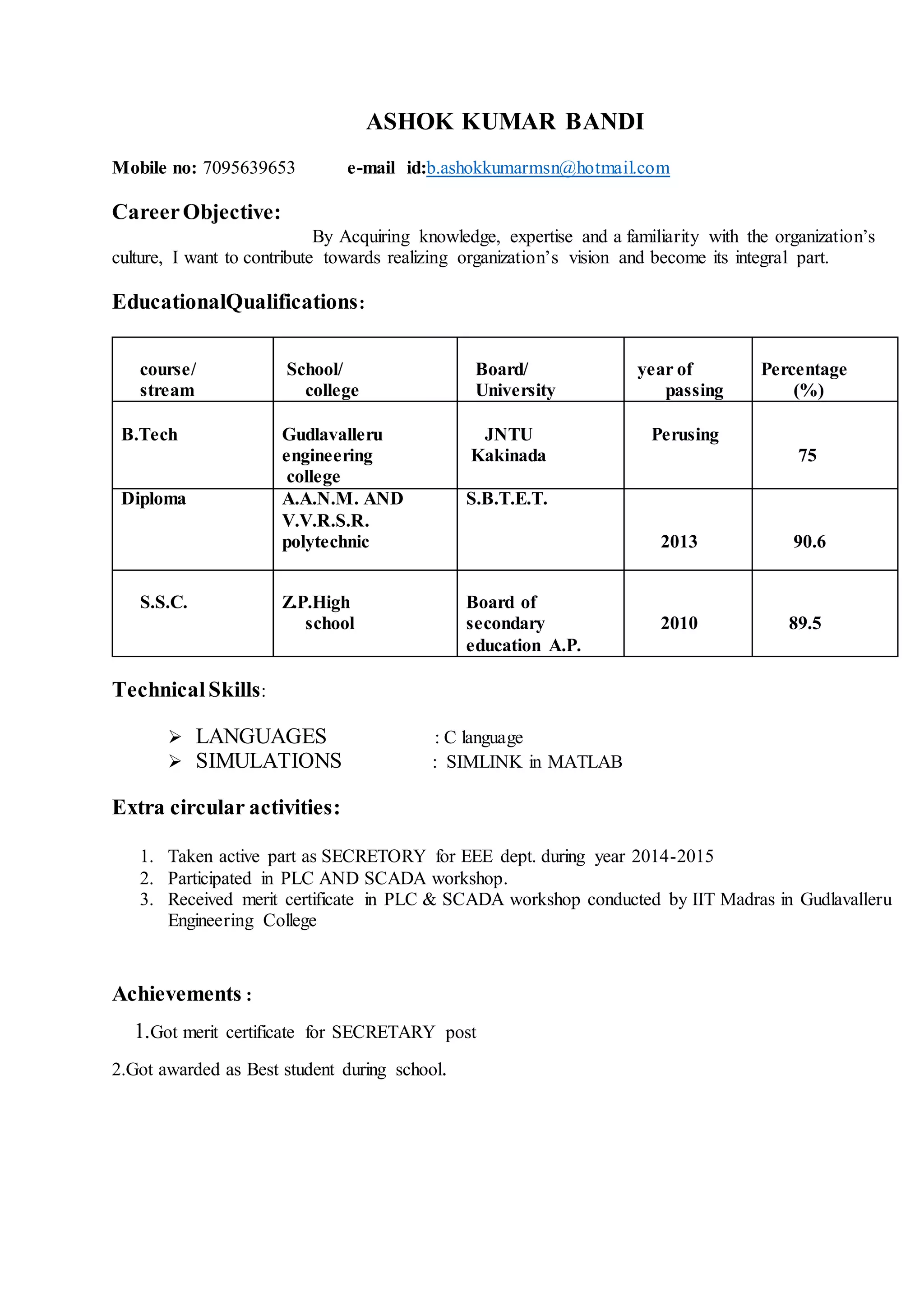 resume simple | DOCX | Education