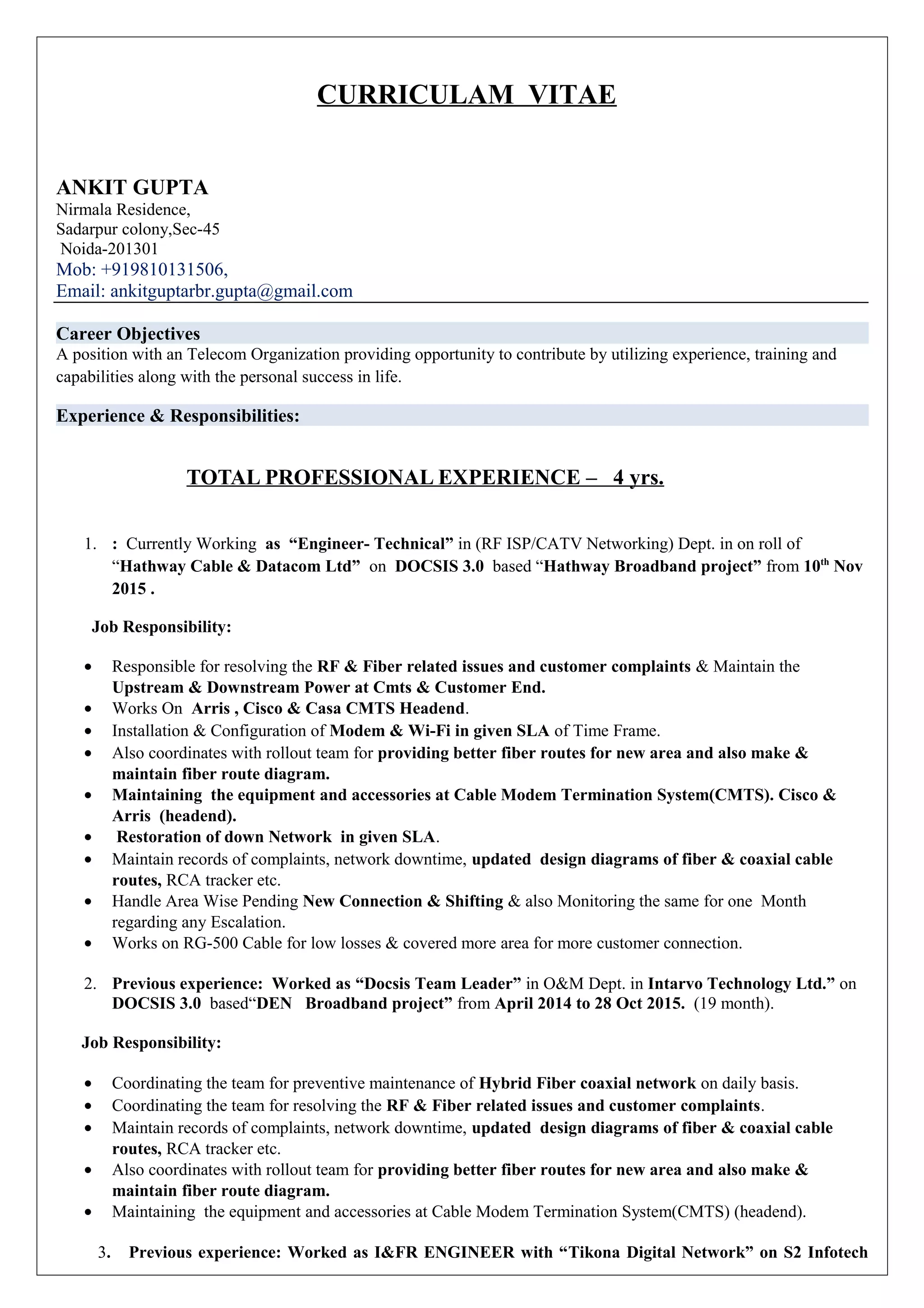 Ankit Gupta Resume New | DOC