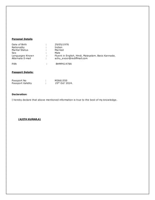 Resume Ajith | DOCX
