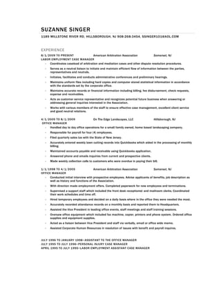 Suzanne Singer- resume 2015 | PDF