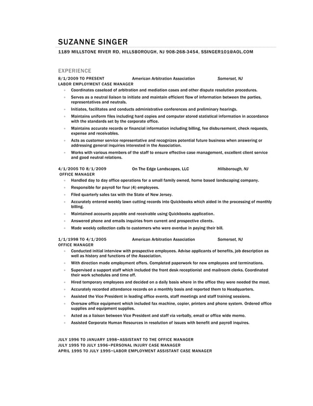 Suzanne Singer- resume 2015 | PDF