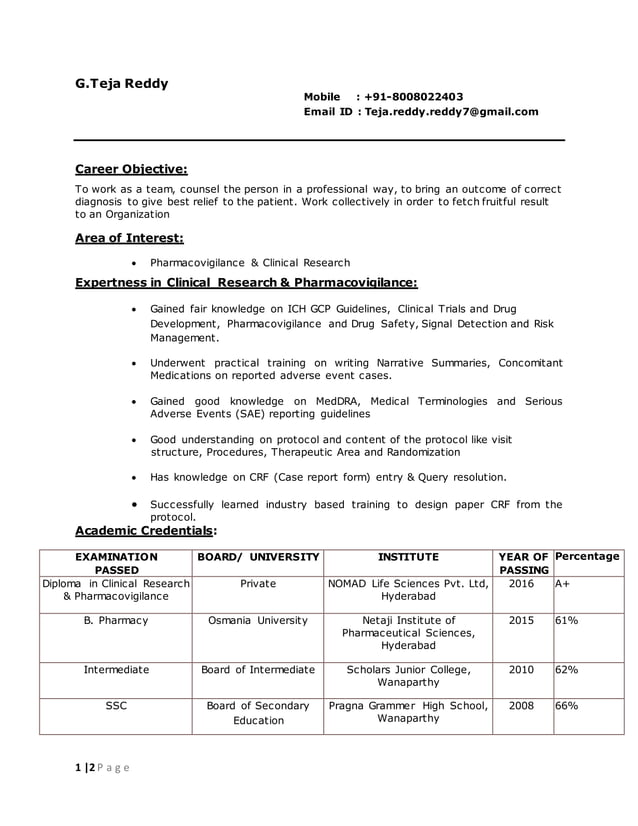 Teja Reddy CV | PDF