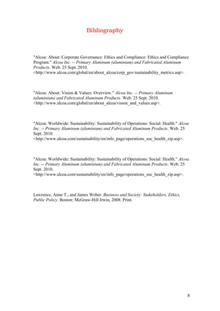 Alcoa's Core Values in Practice (CSR) | DOC