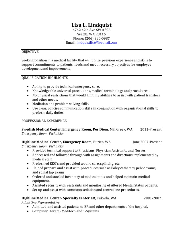 Lisa Leigh Lindquist Resume | DOCX | Medical Health