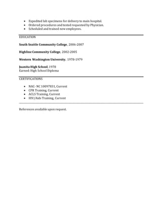Lisa Leigh Lindquist Resume | DOCX | Medical Health