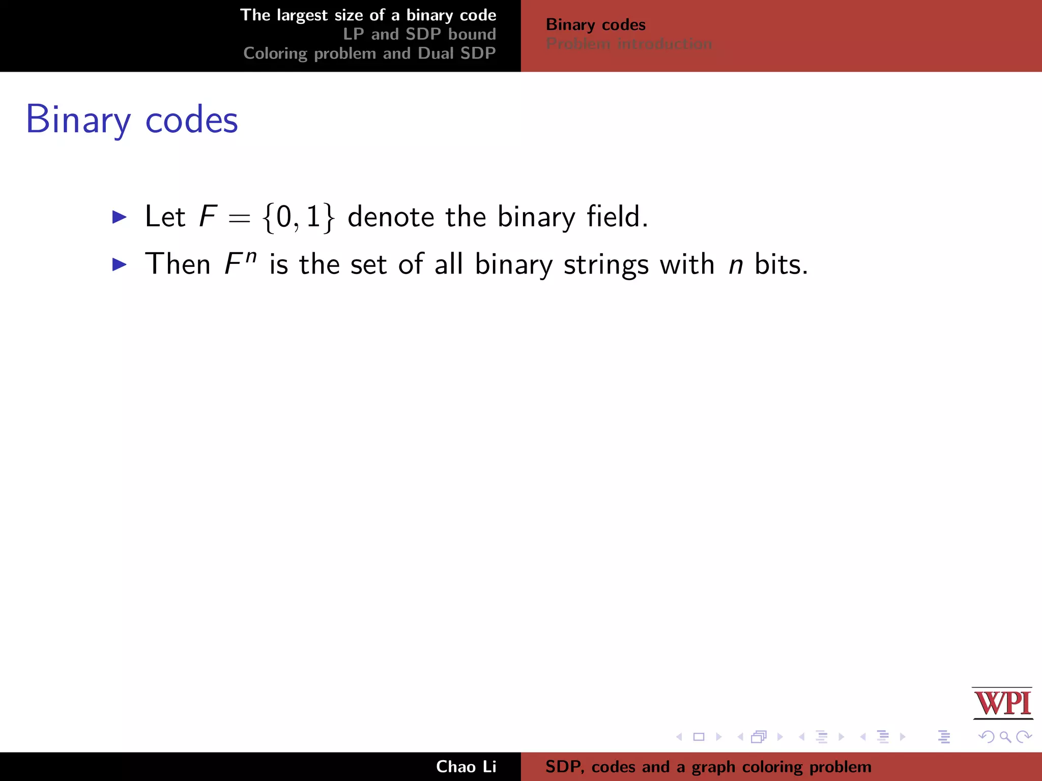 Semidefinite programming, binary codes and a graph coloring problem | PDF