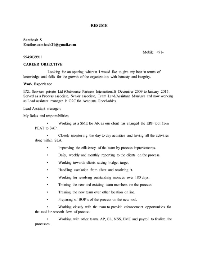Santhosh Resume | PDF