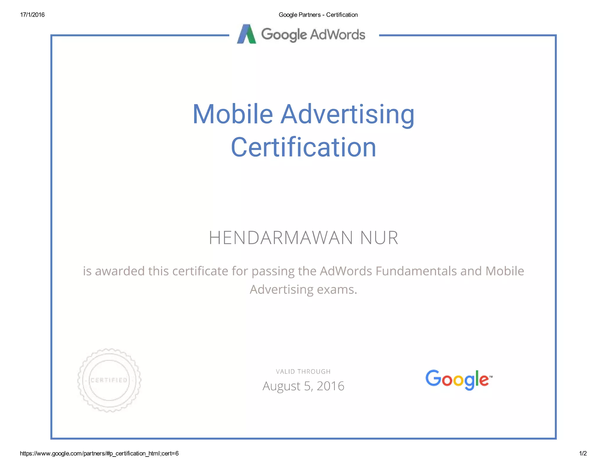 Mobile Advertising Certification | PDF