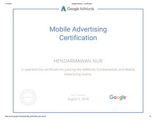 Mobile Advertising Certification | PDF