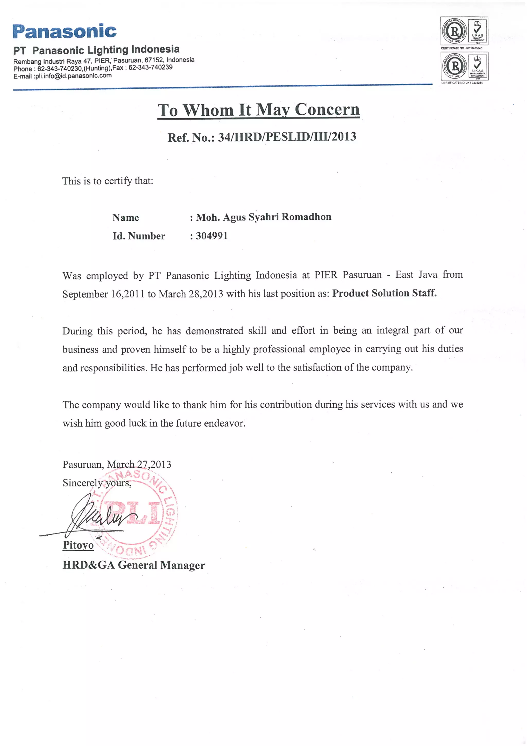 Reference Panasonic | PDF