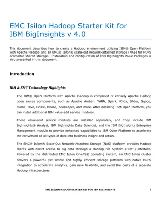 EMC Starter Kit - IBM BigInsights - EMC Isilon | PDF