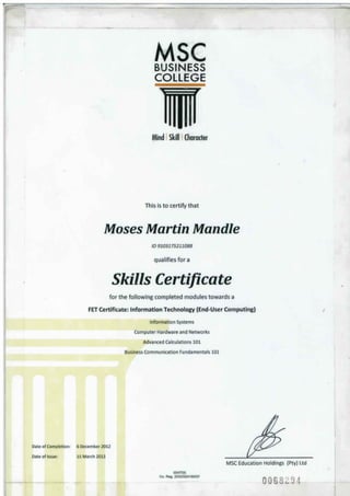 MSC Certificate | PDF