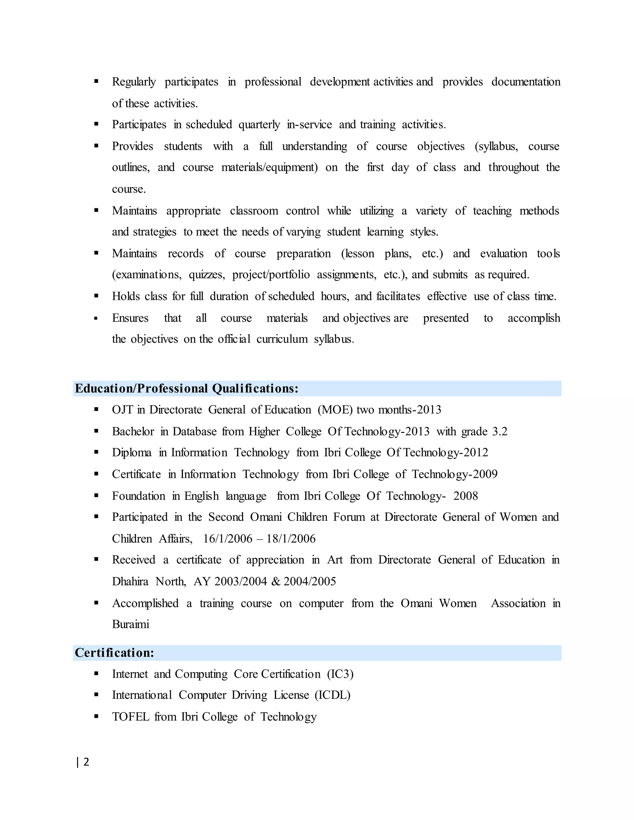 Amna Profile cv | DOCX