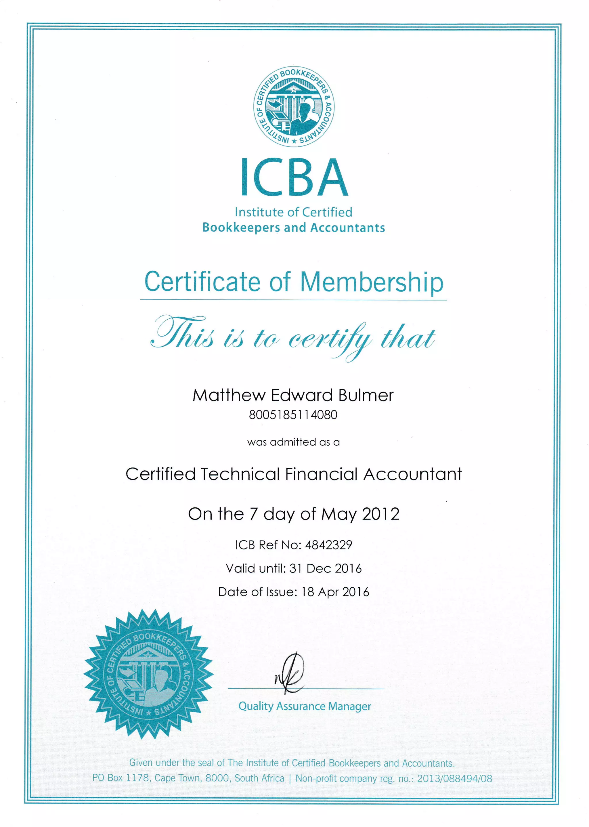 ICBA Membership Certificate | PDF