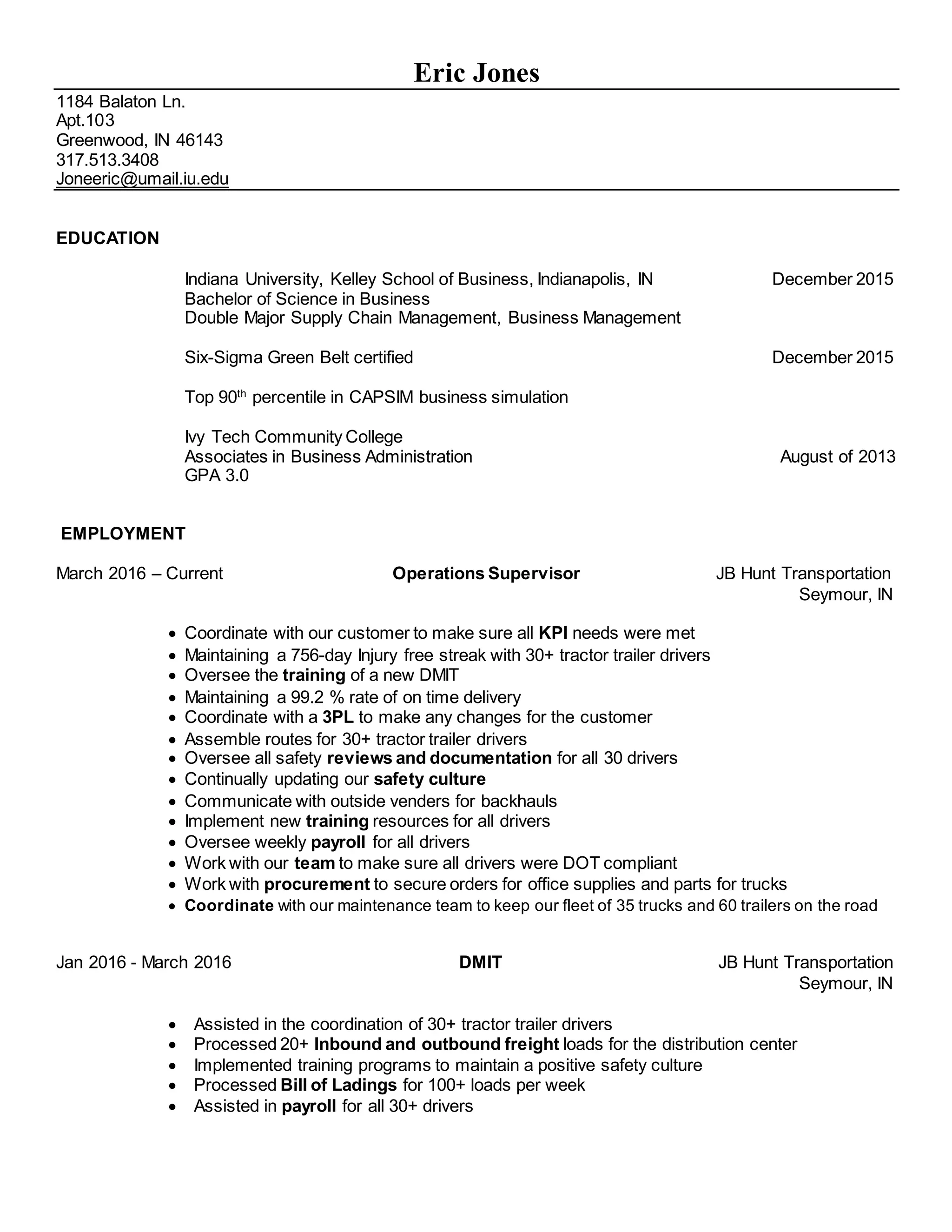 Eric Jones Resume Current | PDF
