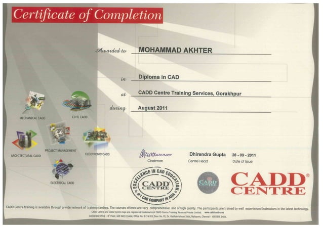 Cadd Center-Certificate of Completion. | PPT