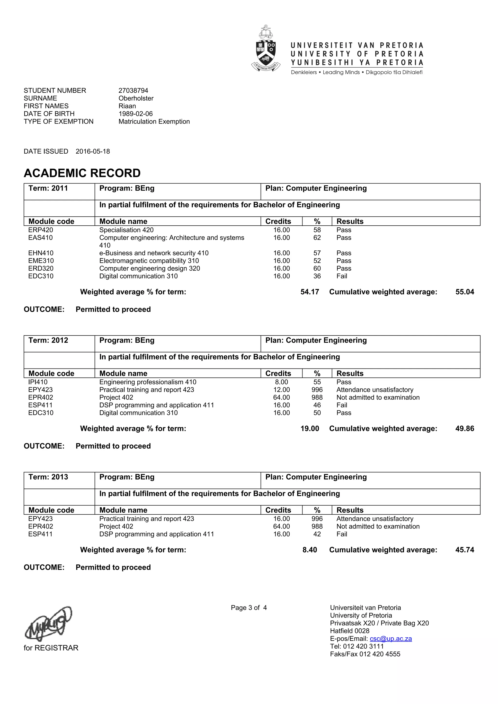 UP academic Record | PDF