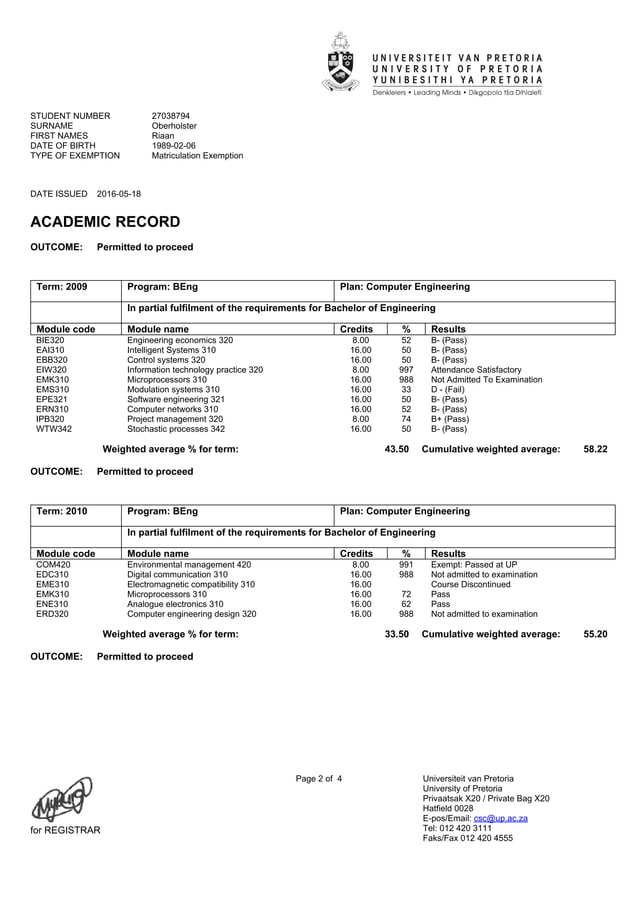 UP academic Record | PDF