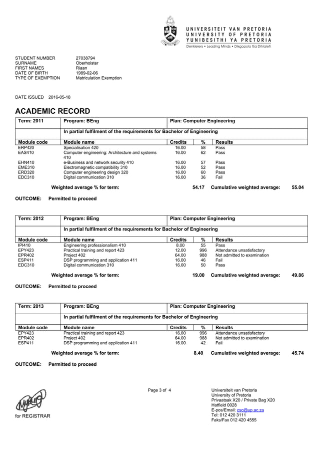 UP academic Record | PDF