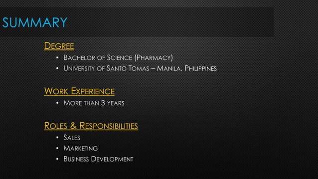 Professional Summary | PPTX