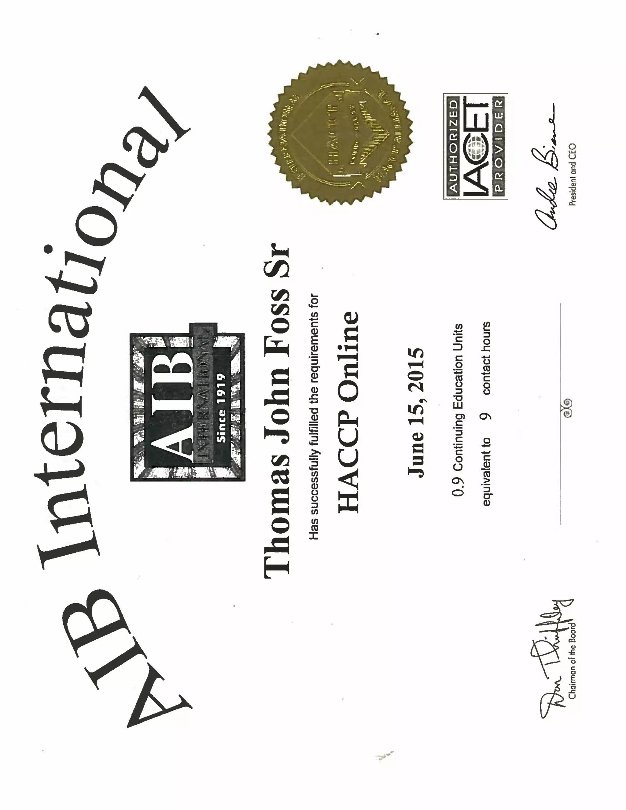 HACCP Certificate | PDF