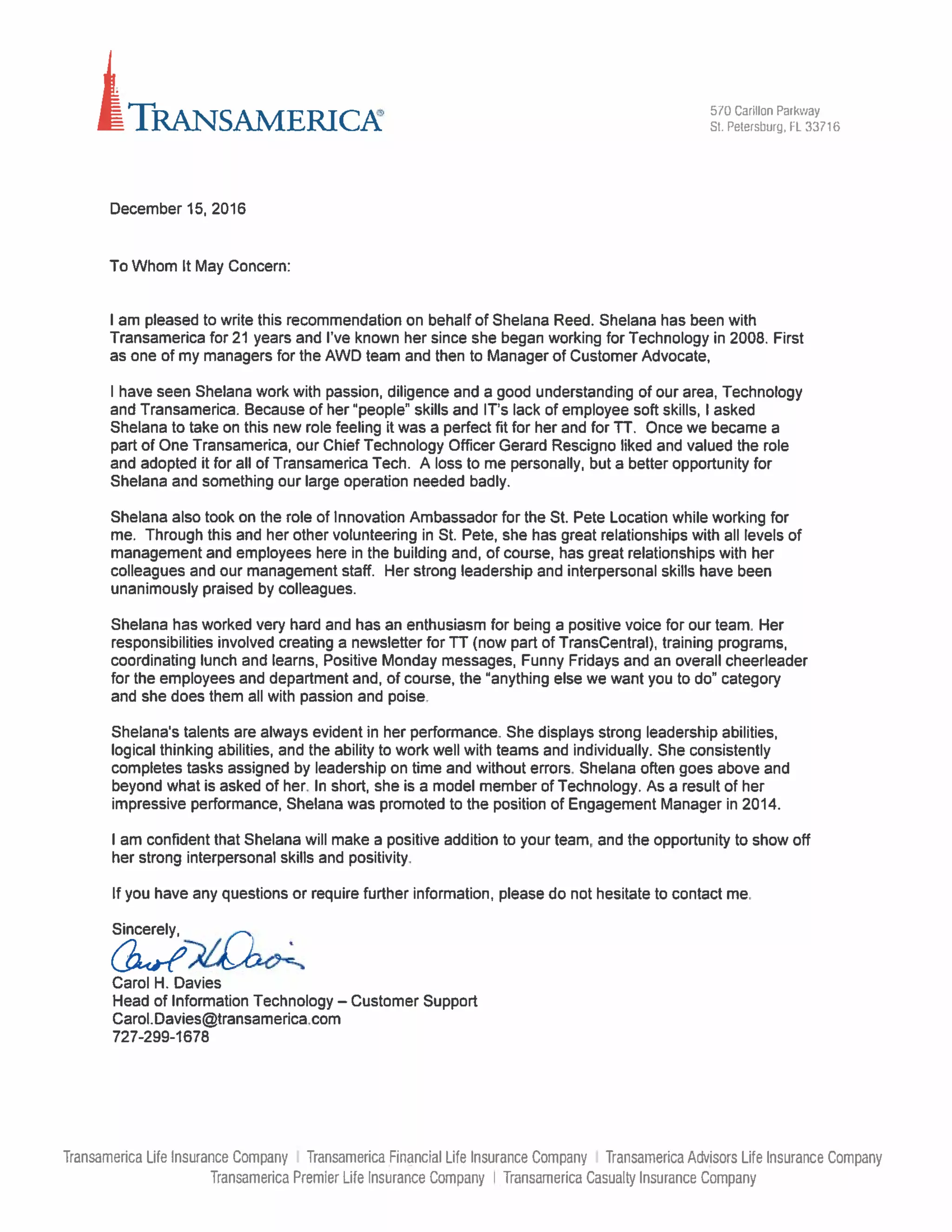 Letter of Recommendation-Shelana Reed | PDF