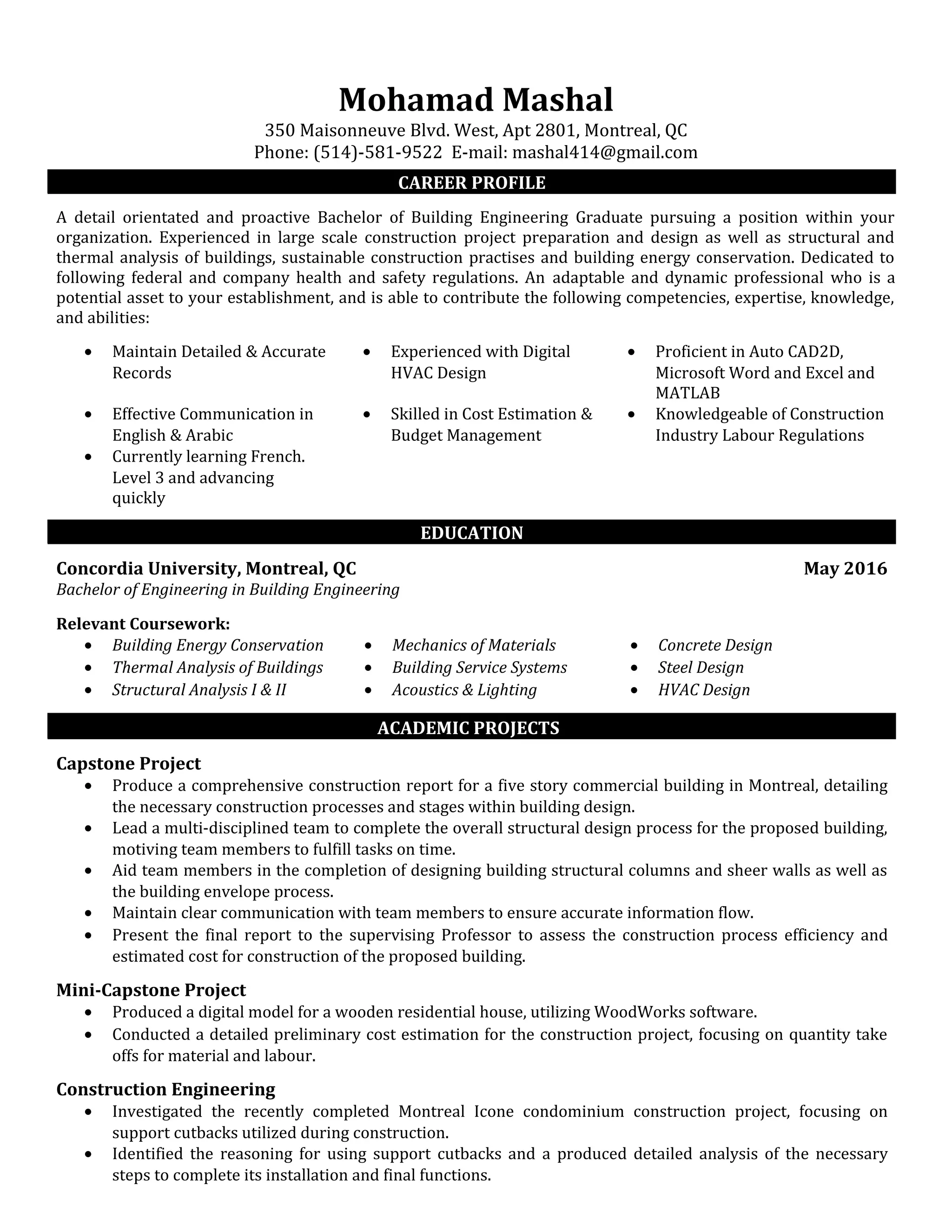 Mohamad Mashal Resume | DOC