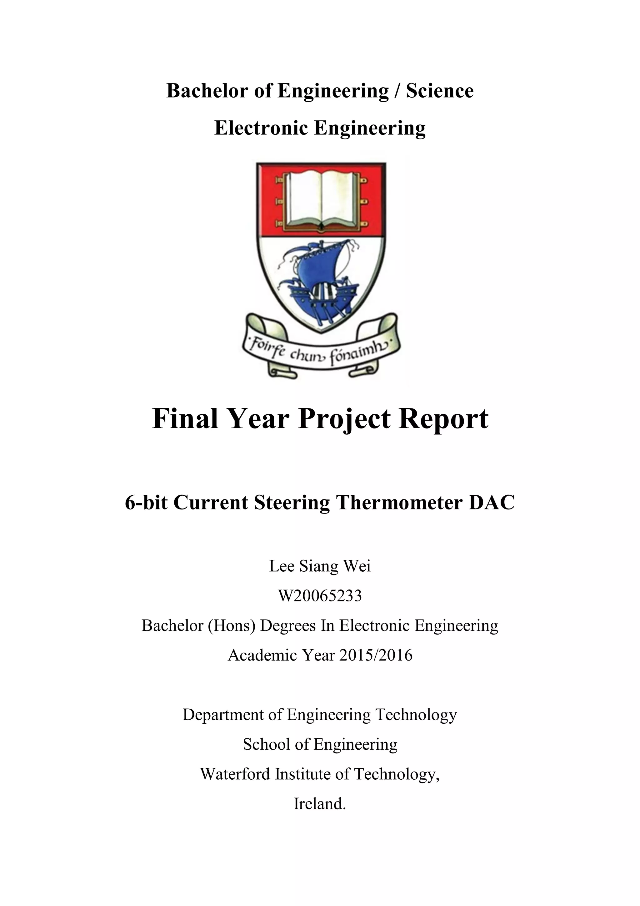 Final Year Report (6bits DACs) | PDF