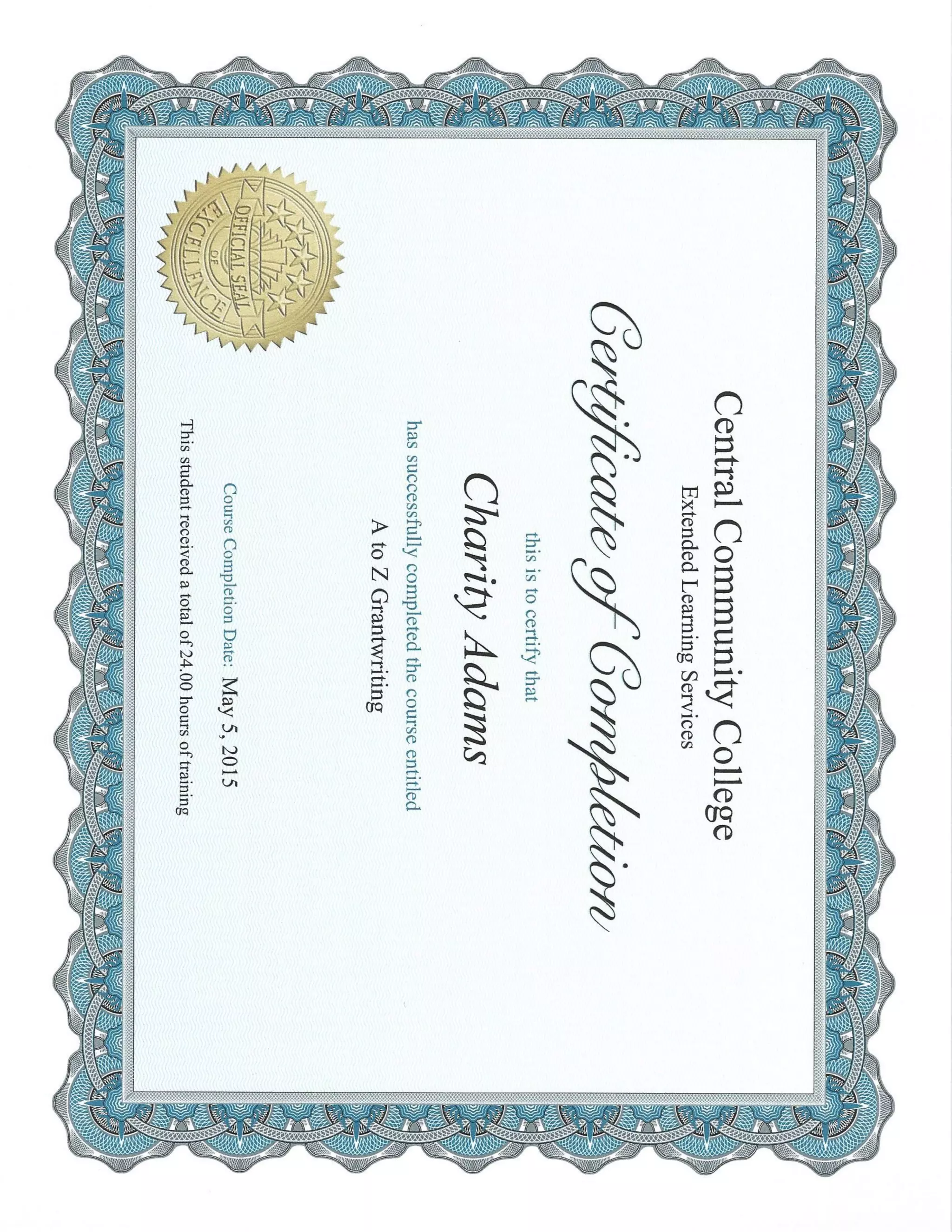 A to Z grant writing certificate of completion | PDF