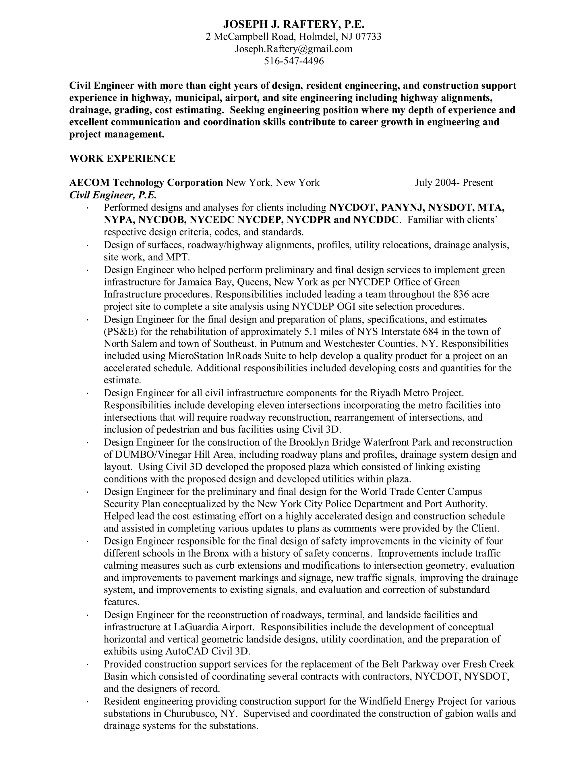 Joseph J. Raftery - Civil Engineer, P.E. | PDF