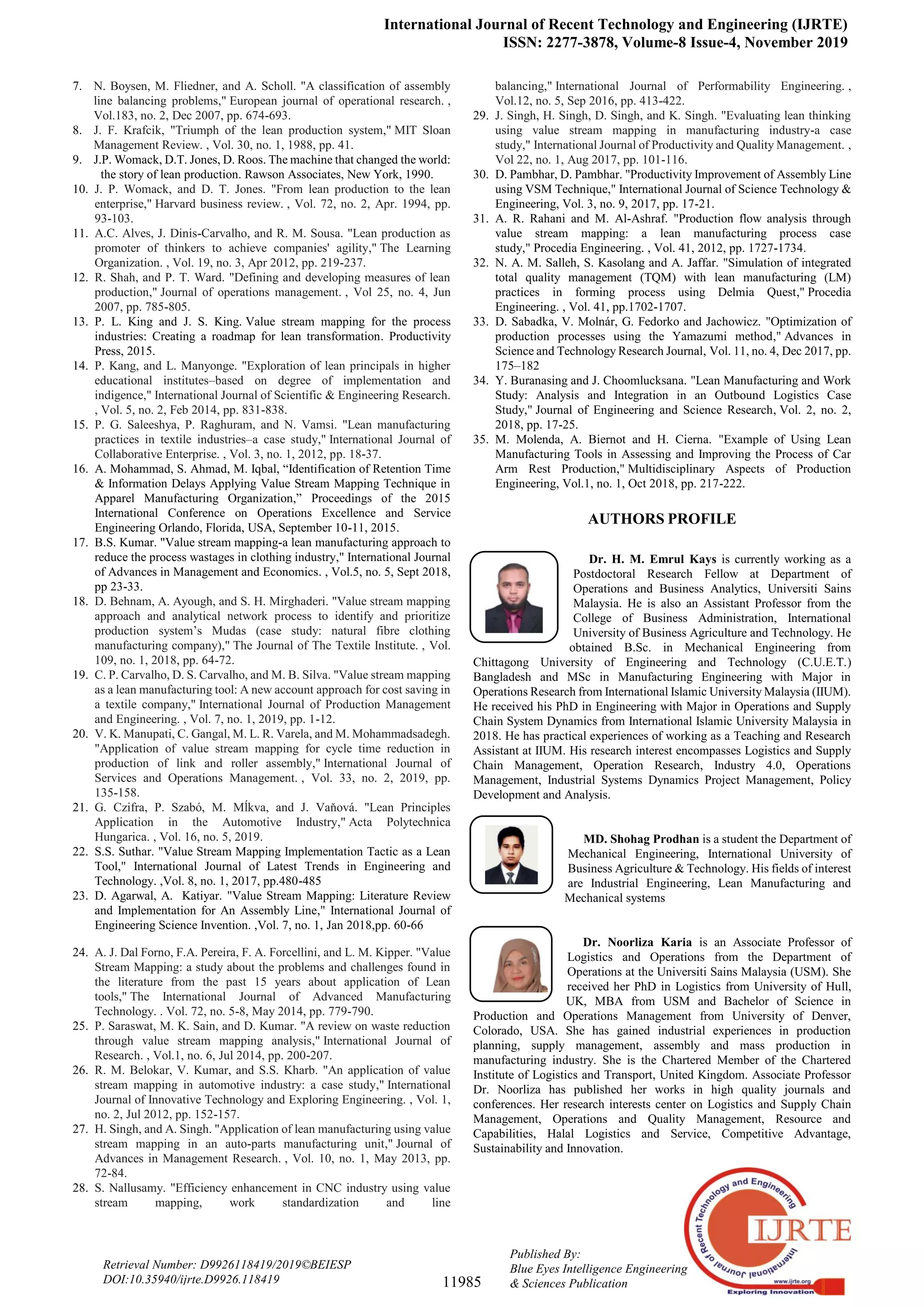 Improvement of Operational Performance through Value Stream Mapping and ...