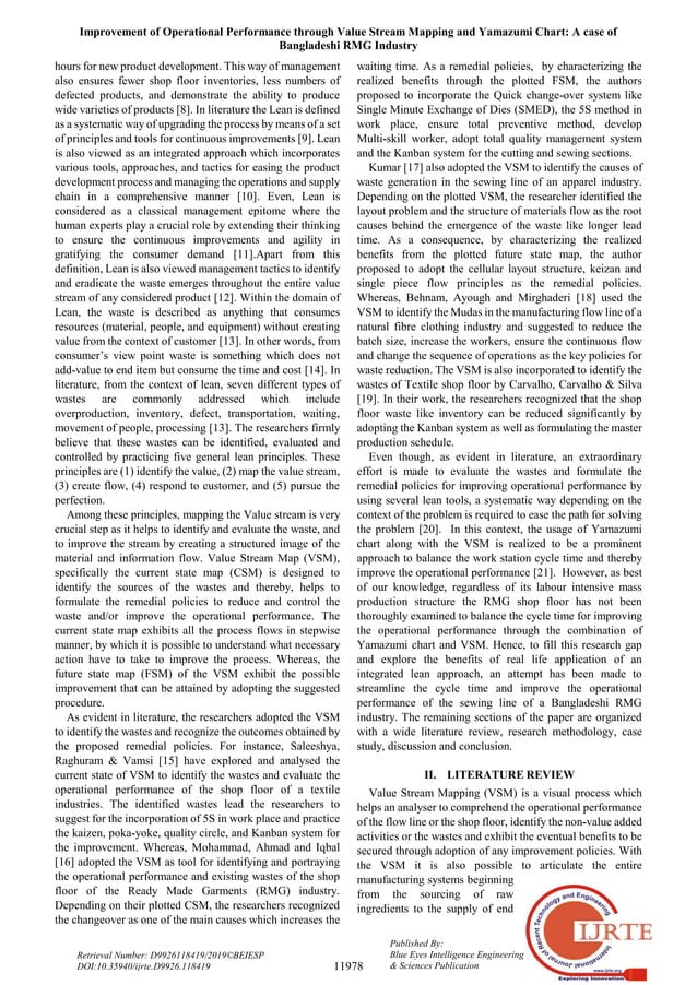 Improvement of Operational Performance through Value Stream Mapping and Yamazumi Chart: A case ...