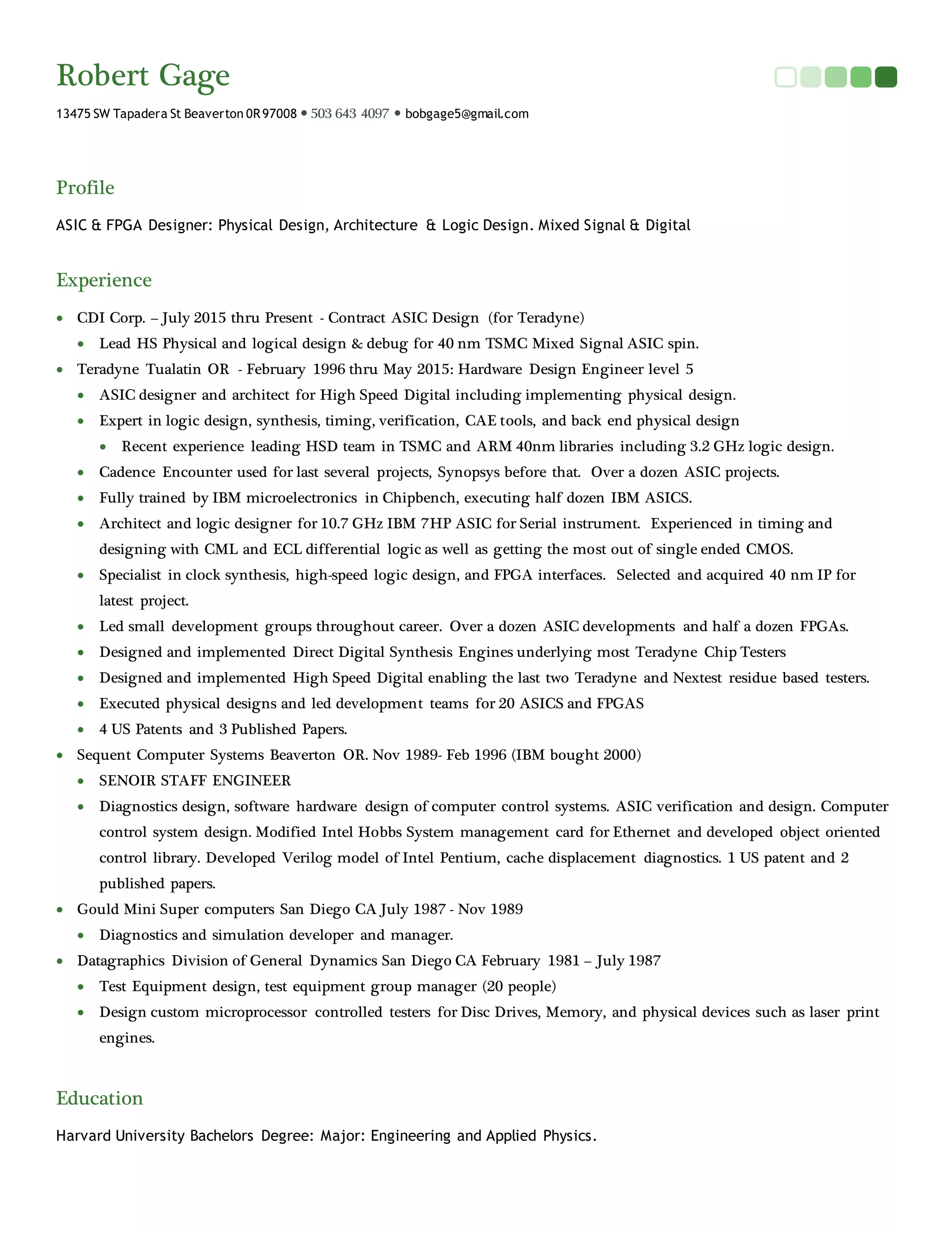 Robert Gage Resume | DOCX