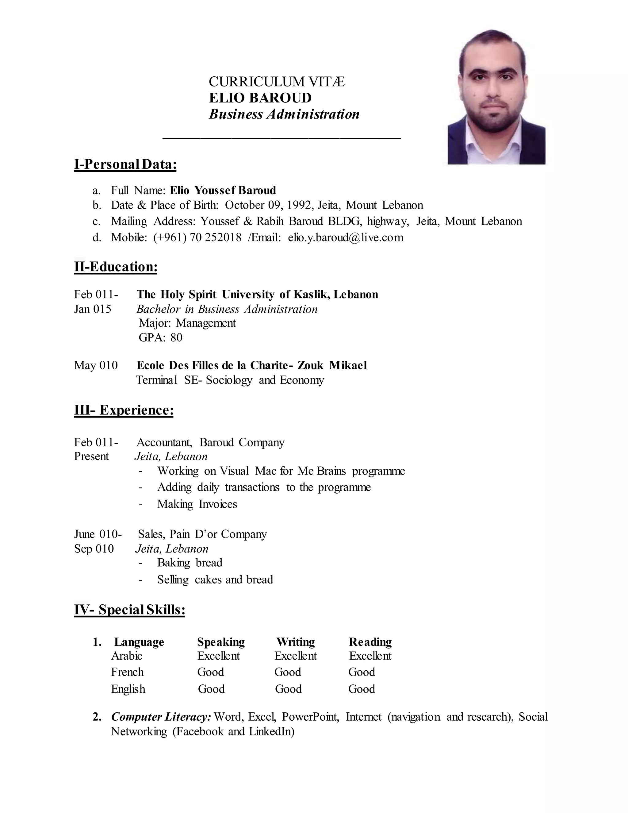 Elio Baroud CV | DOCX